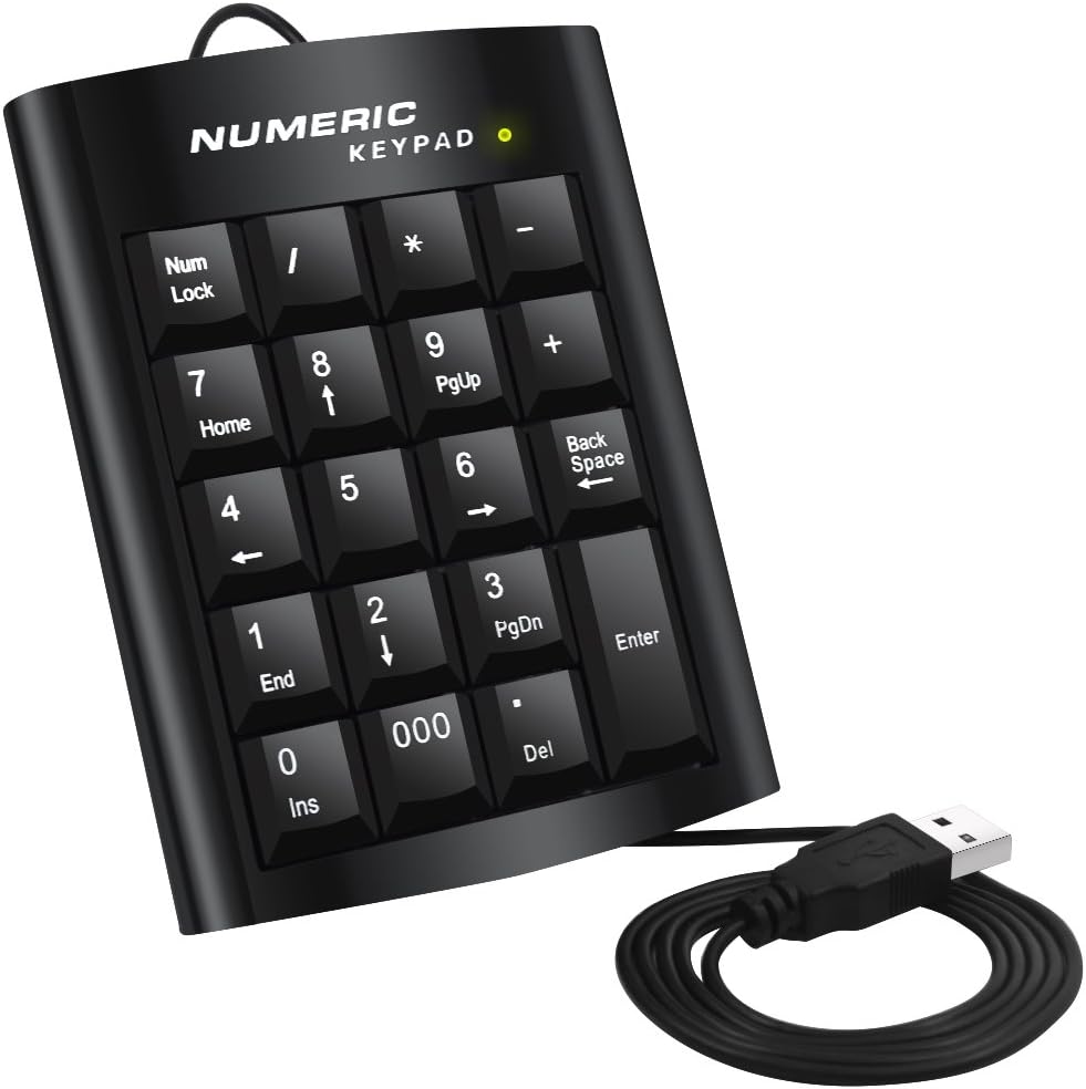 Teclado numérico, Dland ergonómicos USB 19 teclas numéricas del teclado ...