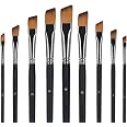 Amazon.com: Angled Paint Brush Set, 9PC Flat Tipped Long Handle Angular ...
