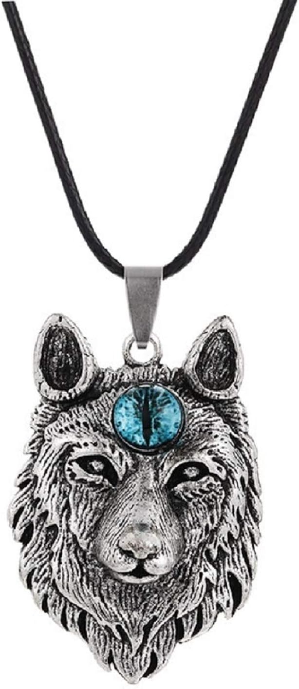 Wolf Necklace for Men, Silver Metal Alloy Chain, Norse Viking Necklace ...