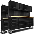 Amazon.com: 2 Pack - 72" Stainless Steel Rolling Tool Chest with 15 Drawers + 3 Upper Cabinets ...
