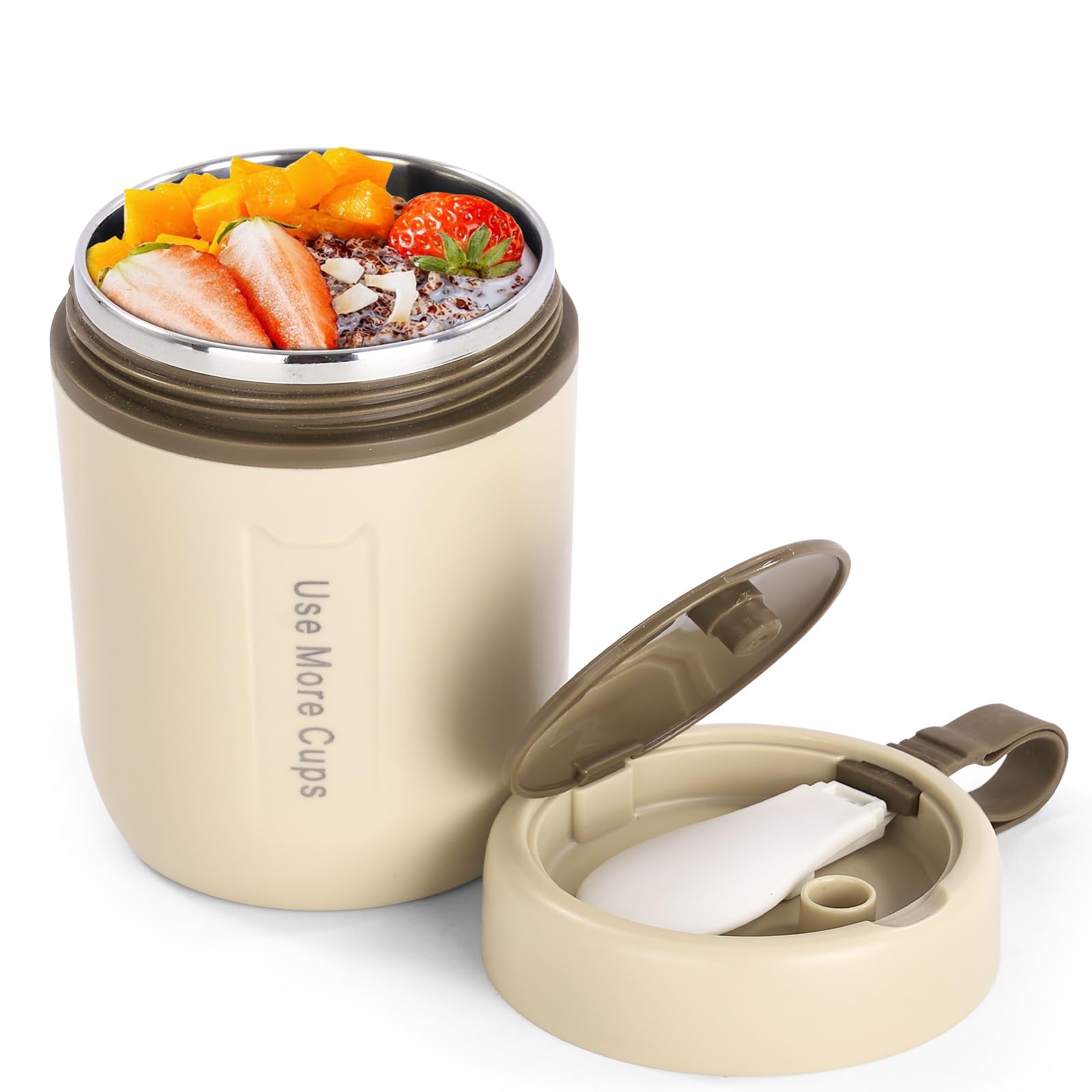 17oz Insulated Food Jar Kids, Thermo for Hot Food with Folding Spoon ...