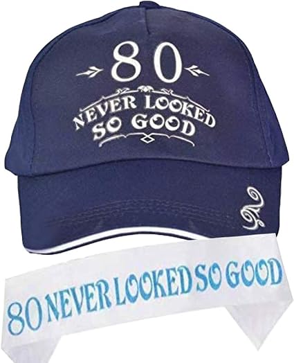 80th Birthday Gifts for Men, 80th Birthday Hat and Sash Men, 80 Never ...