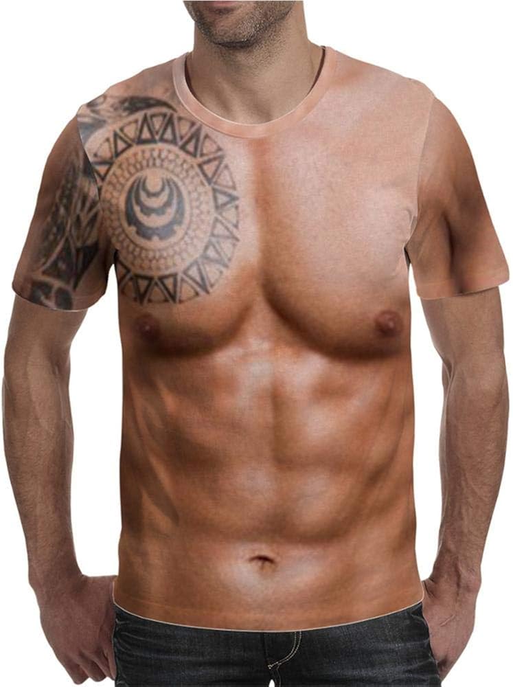 Men's Graphic 3D Muscle Print T-Shirt Short Sleeve Casual Daily Tops ...