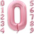 Amazon.com: 40 Inch Pink Number 0 Balloons, Large Balloon Number Foil ...