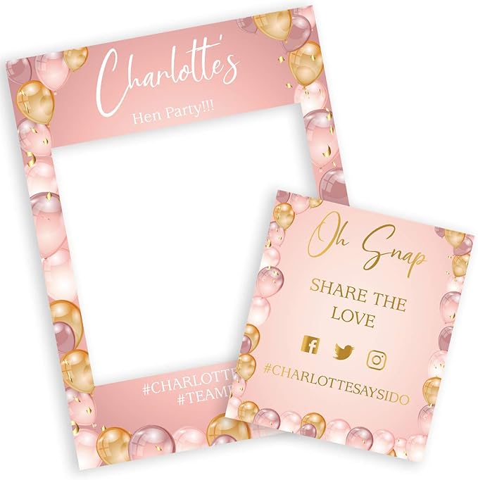 Paper Themes Personalised Hen Do Selfie Frame Party Photo Booth Props ...