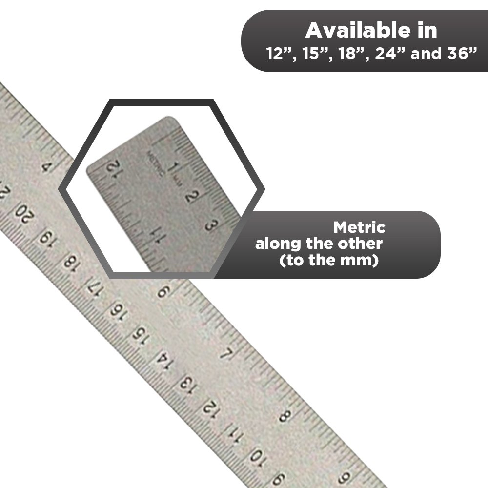 Breman Precision Stainless Steel Cork Back Ruler 18 Single Rulers