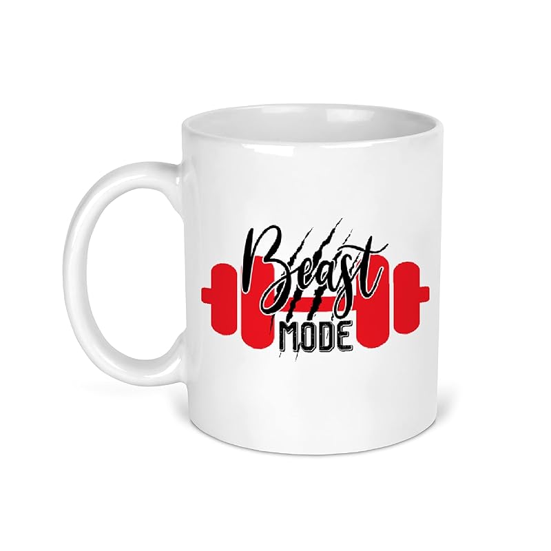 Black And Red Beast Mode Dumbbell Mug (All white): Amazon.co.uk: Handmade