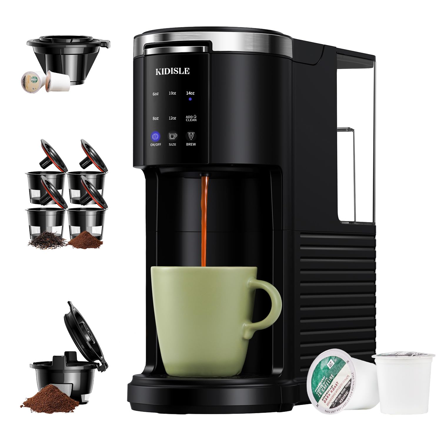 KIDISLE Single Serve Coffee Machine, 3 in 1 Pod Coffee Maker for K Cup ...