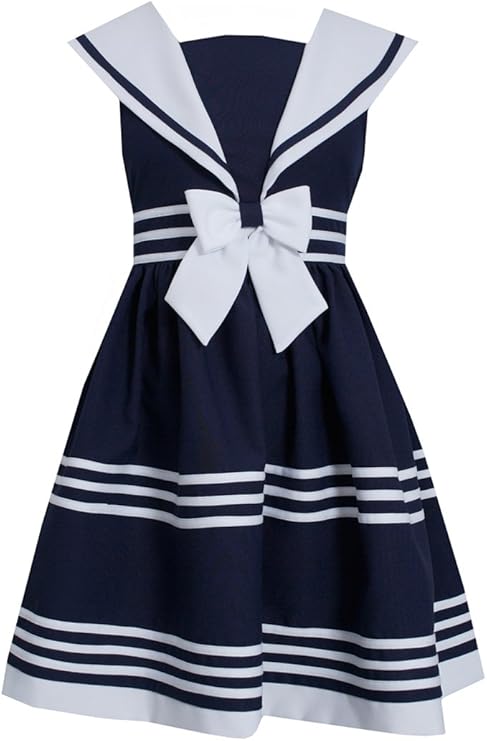 Amazon.com: Bonnie Jean Big Girls' White & Navy Sailor Dress, 12: Clothing