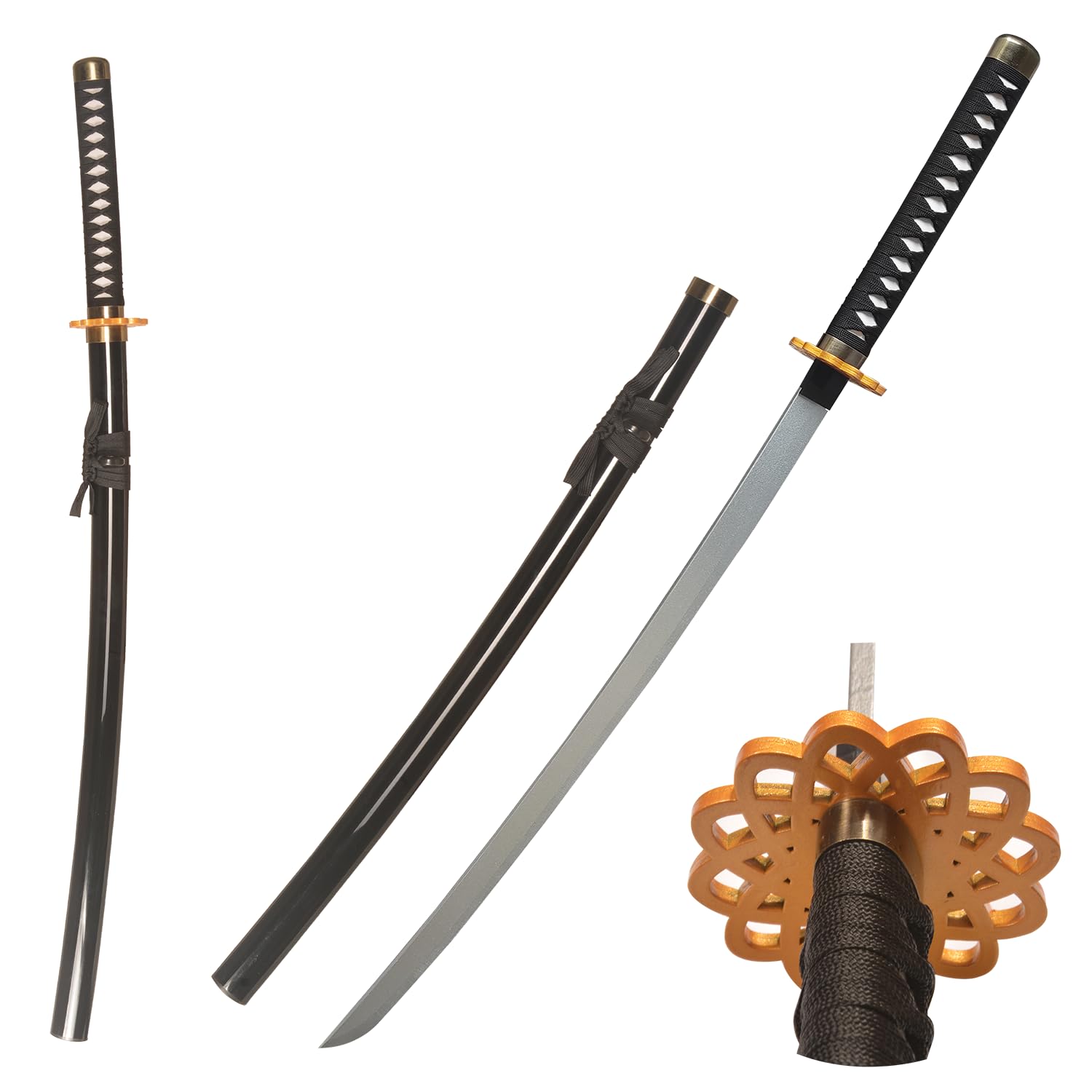 COSWOR 40 inch Plastic Black & Gold Katana Anime Atomic Samurai Sword ...