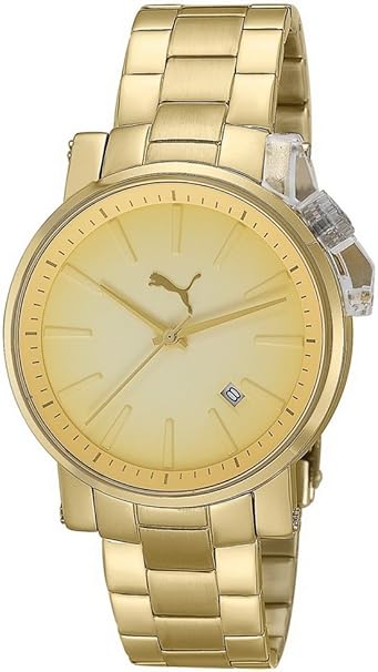 Puma Time Damen-Armbanduhr Flag Metal- S Gold Analog Quarz Edelstahl ...