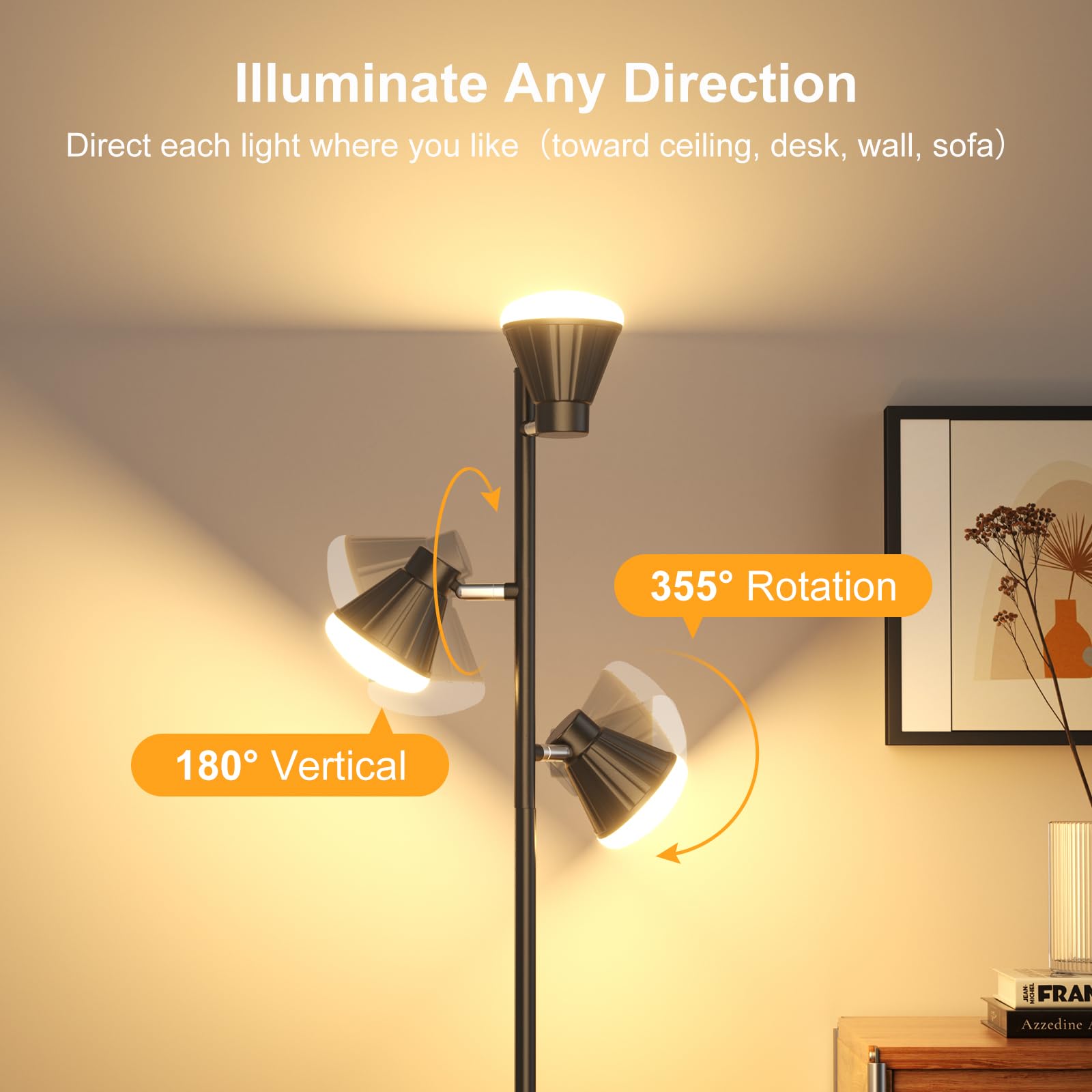 Mua 36W Integrated LED Tree Floor Lamp, Rotatable Modern 3 Light ...