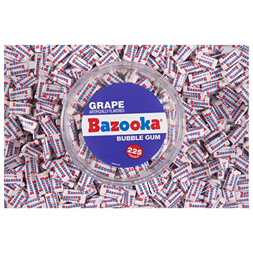 Bazooka Bubble Gum 225 Count Individually Wrapped Chewing Gum - Grape ...