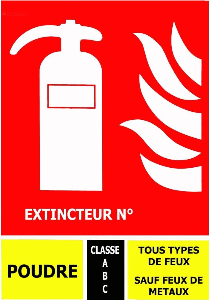 Panneau pictogramme extincteur à poudre 125 x 190: Amazon.fr: Bricolage