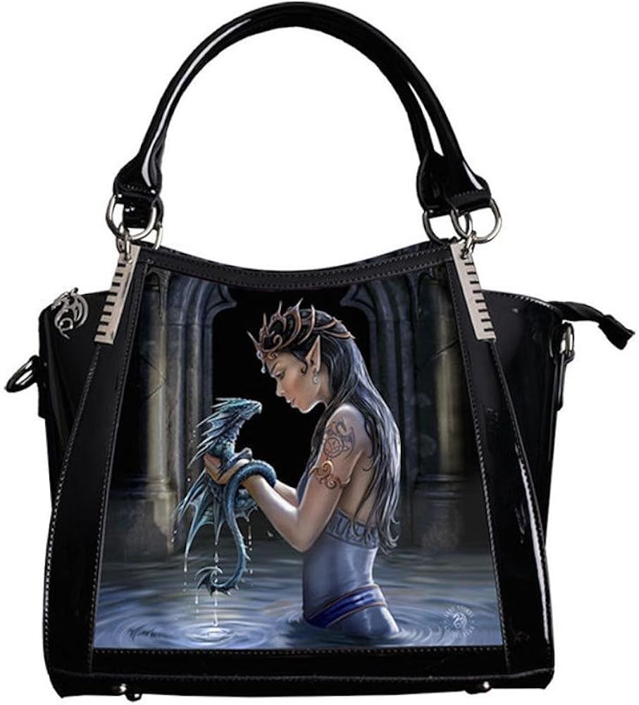 ANNE STOKES 3D Large Hand Bag Black PVC Goth Magic Fairy 'Water Dragon ...