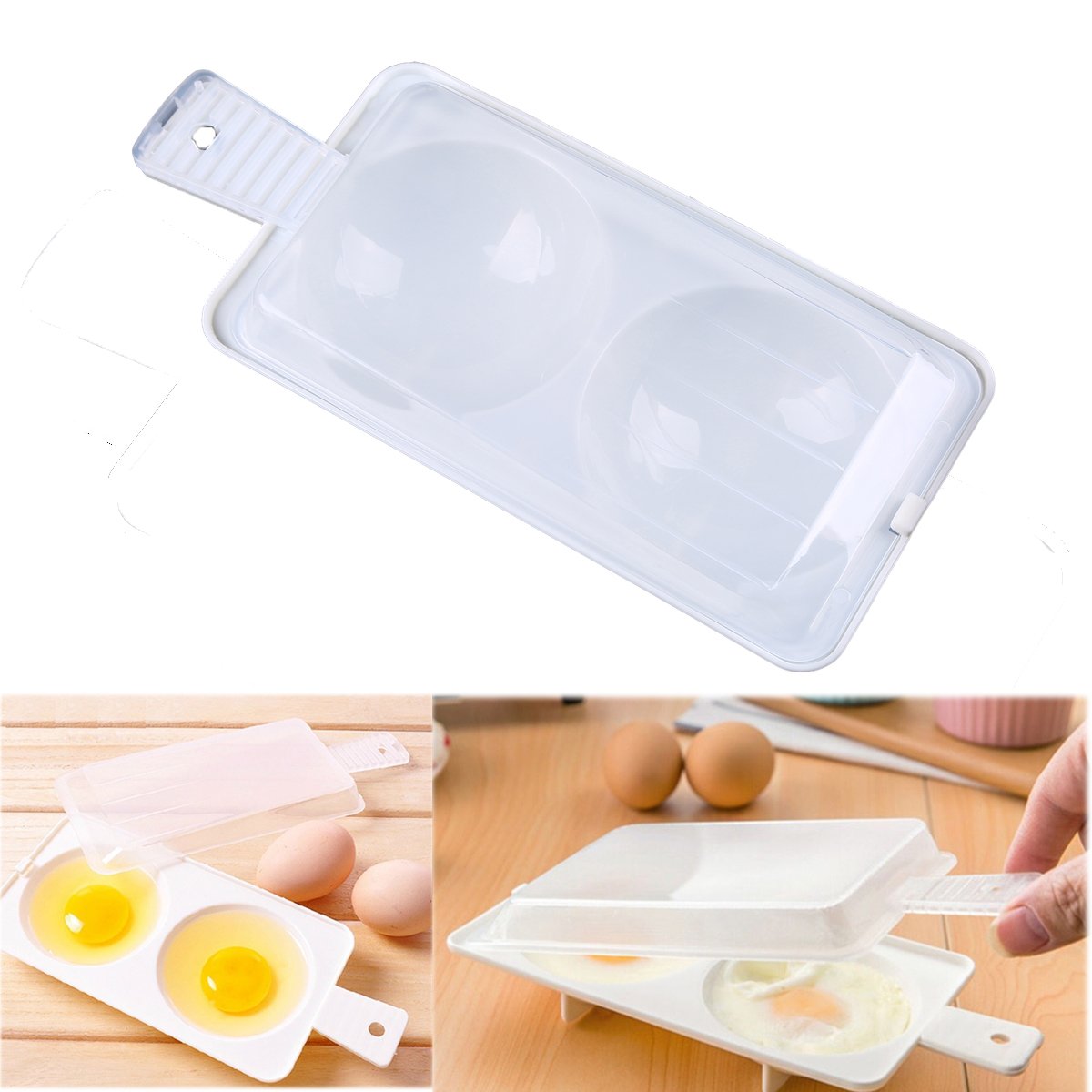 WHOSEE Microwave Oven Two Egg Poacher Sandwich Breakfast Instant Cook ...