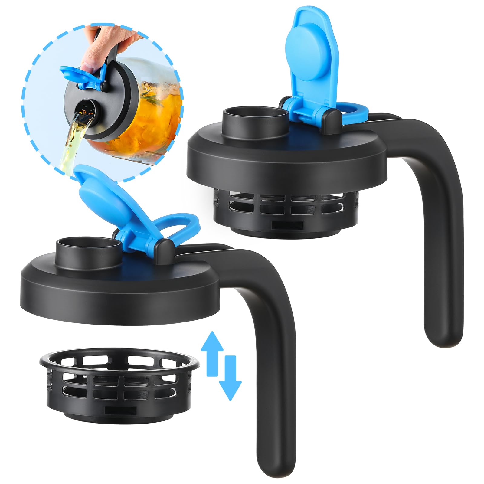 Mason Jar Pour Spout Lids with Removable Filter - Wide Mouth Flip Cap ...