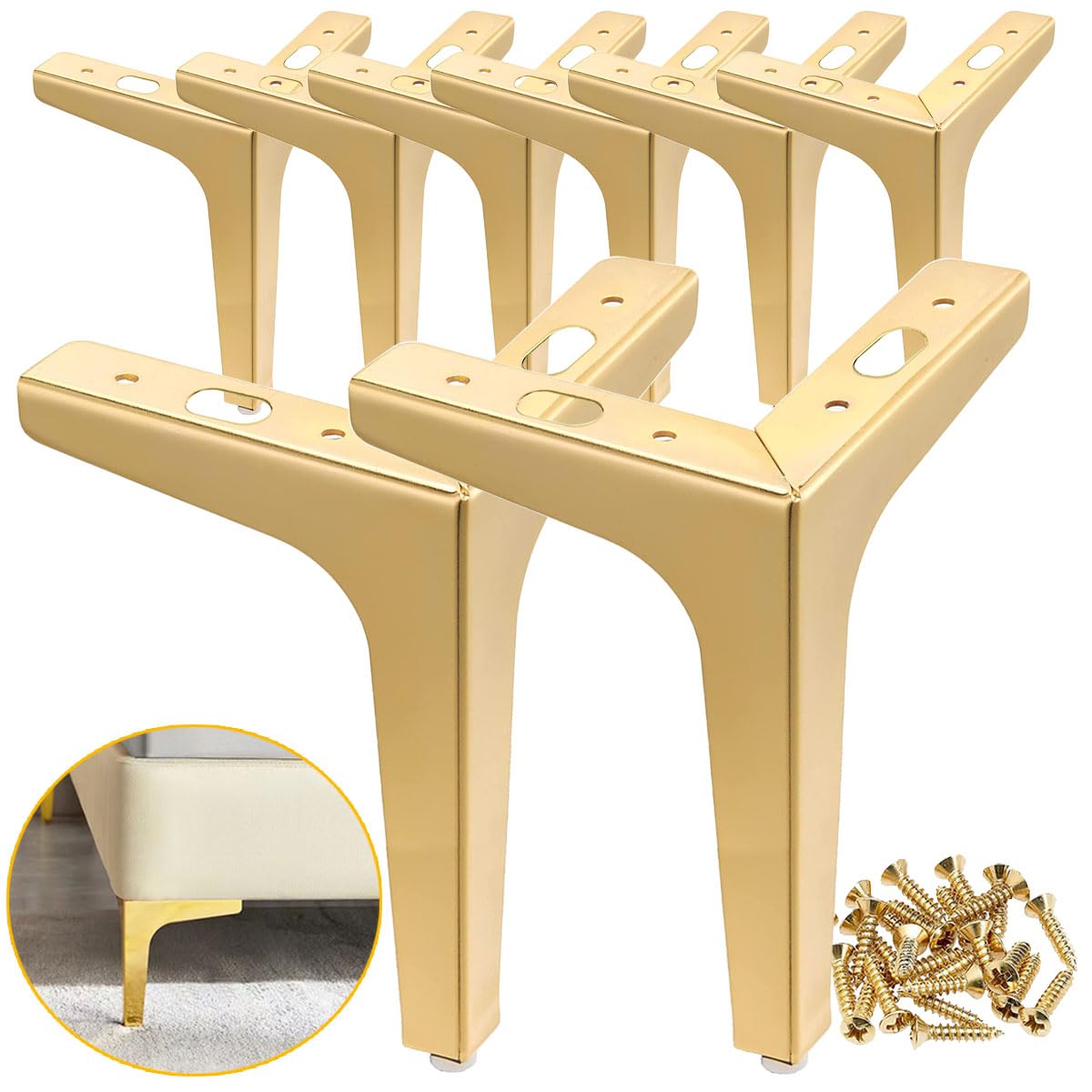 LOSYHU 7 inch Metal Furniture Legs, Gold Legs for Furniture Set of 8 ...
