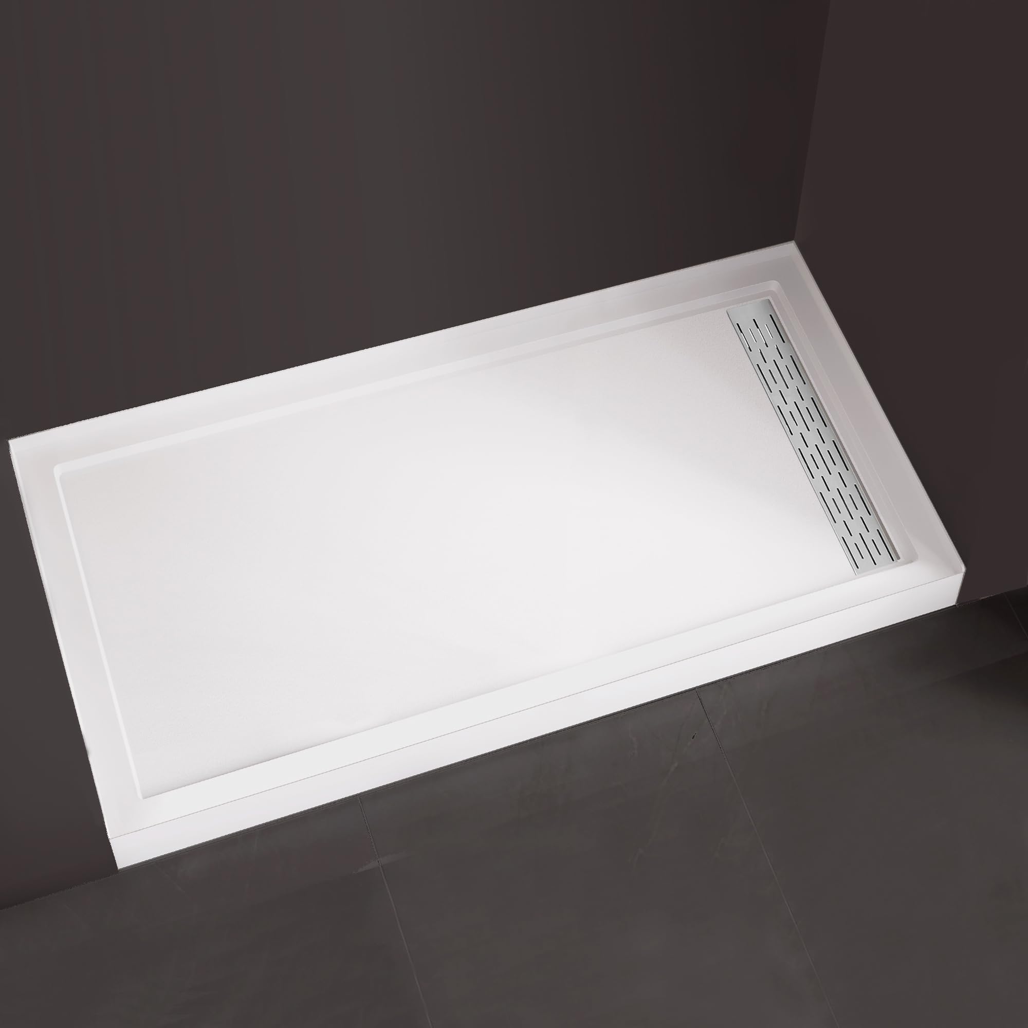 MORVANO Shower Base Pan 60" x 32"x 4" Right Drain Including Polished ...