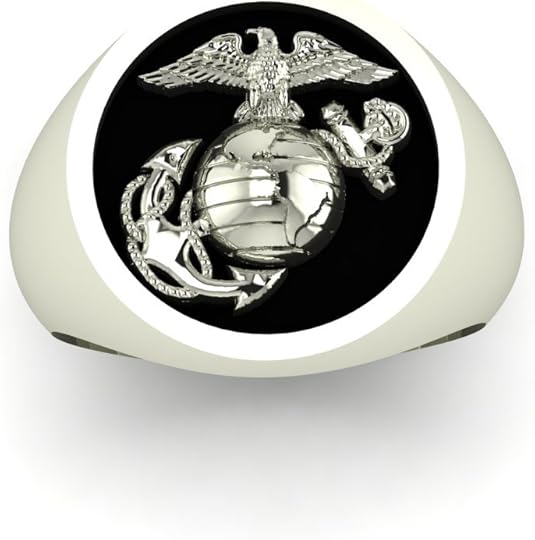 Continuum Sterling Silver Marine Corps Ring Round Top Signet Ring with ...