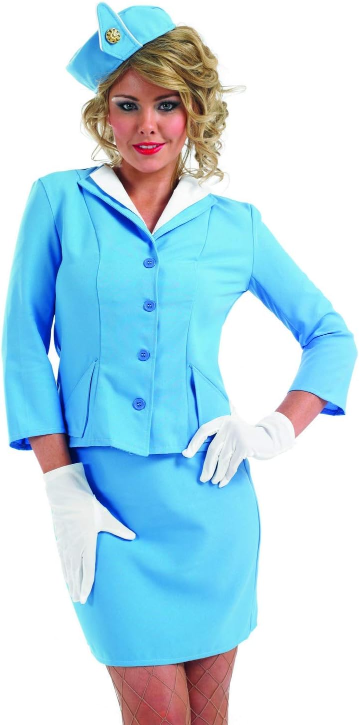 Fun Shack Womens Blue Cabin Crew Costume Adults Air Hostess Suit ...