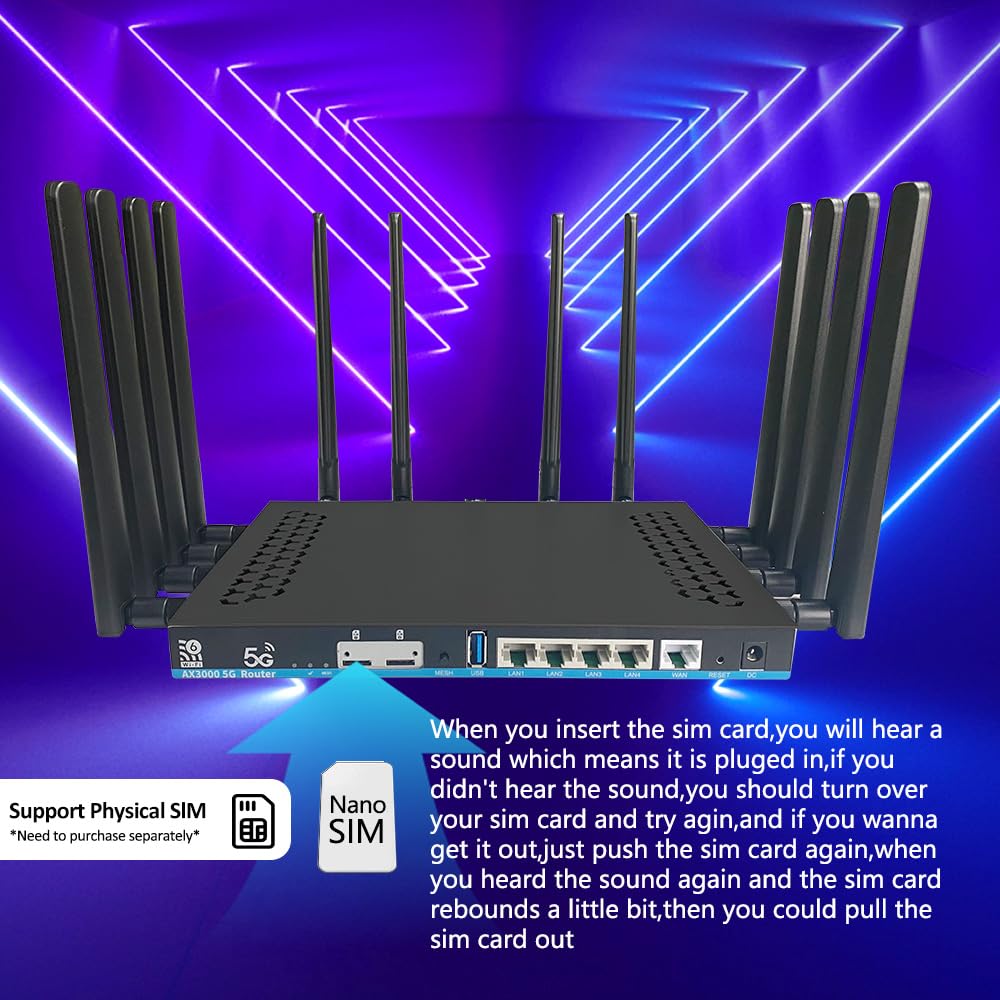 Wilflyer 5G SA NSA AX3000 WiFi 6 CPE Router For Globa Countries,Dual SIM Card Slot Celllular ...