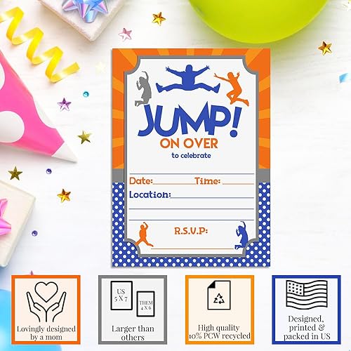 Jump Zone Birthday Invitation Kid's Jump Trampoline Park Birthday