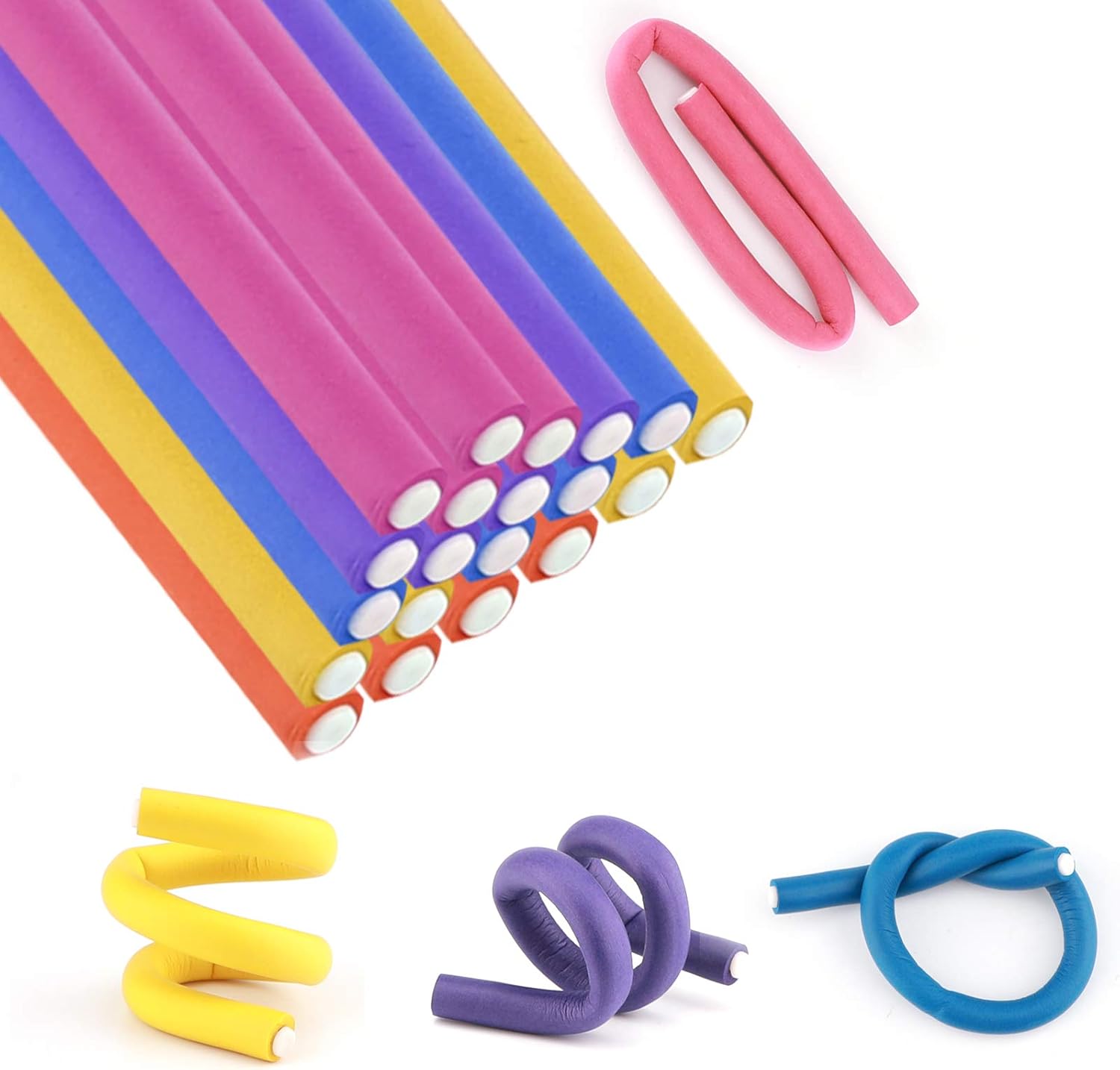 AIEX 20PCS Flexible Curling Rods, Twist Foam Hair Rollers, Soft Foam No ...