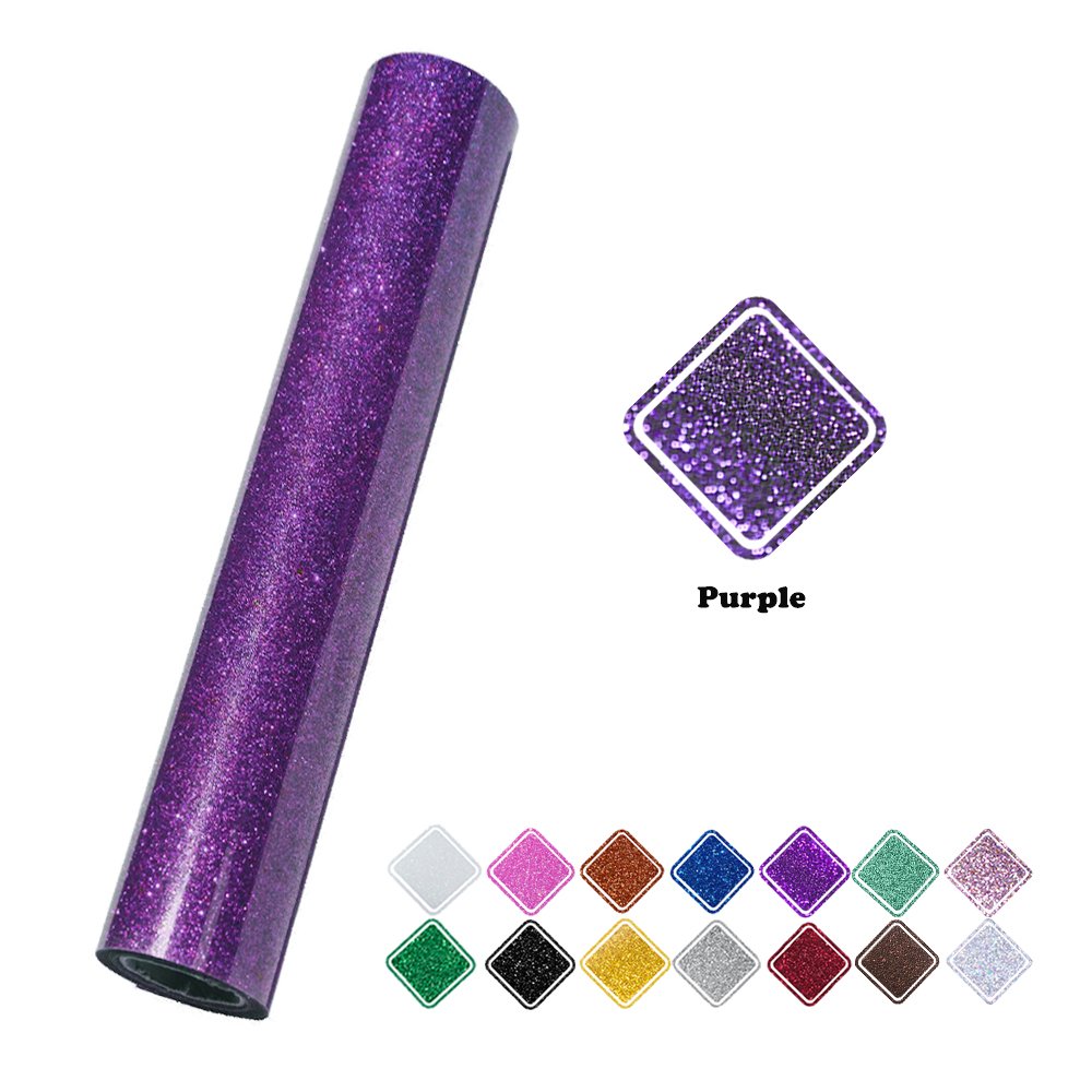 Amazon.com: VINYL FROG 9.8x60(0.8x5ft) PU Purple Glitter Heat Transfer ...