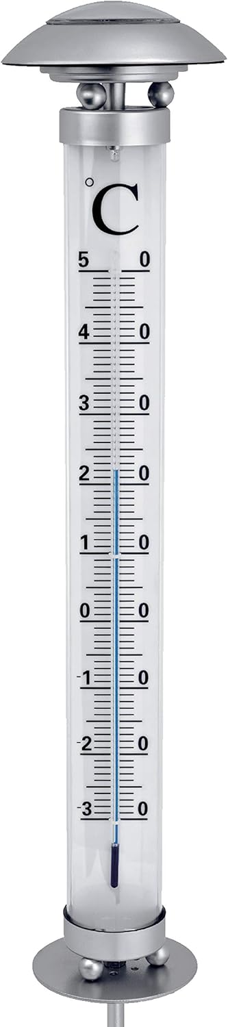 Solar Gartenthermometer mit LED-Beleuchtet | 112cm groß | kalt-weiß ...
