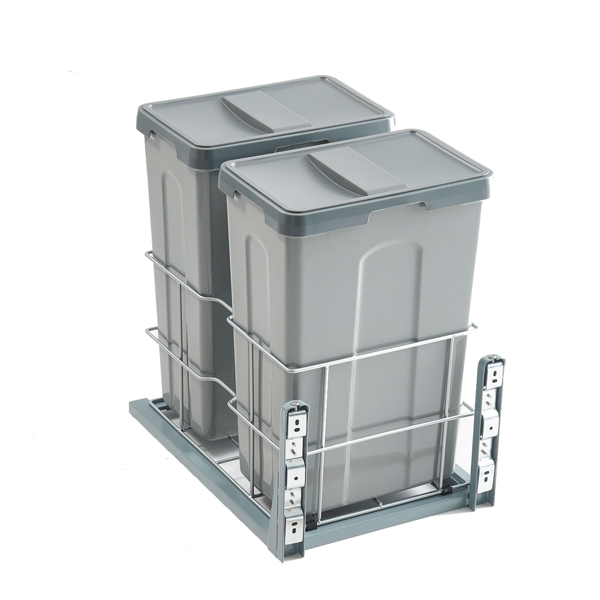 HANKEY Pull Out Trash Can Under Cabinet, Double Cabinet Trash Can Pull ...