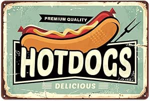Amazon.com: Original Retro Design Hot Dogs Tin Metal Signs Wall Art ...