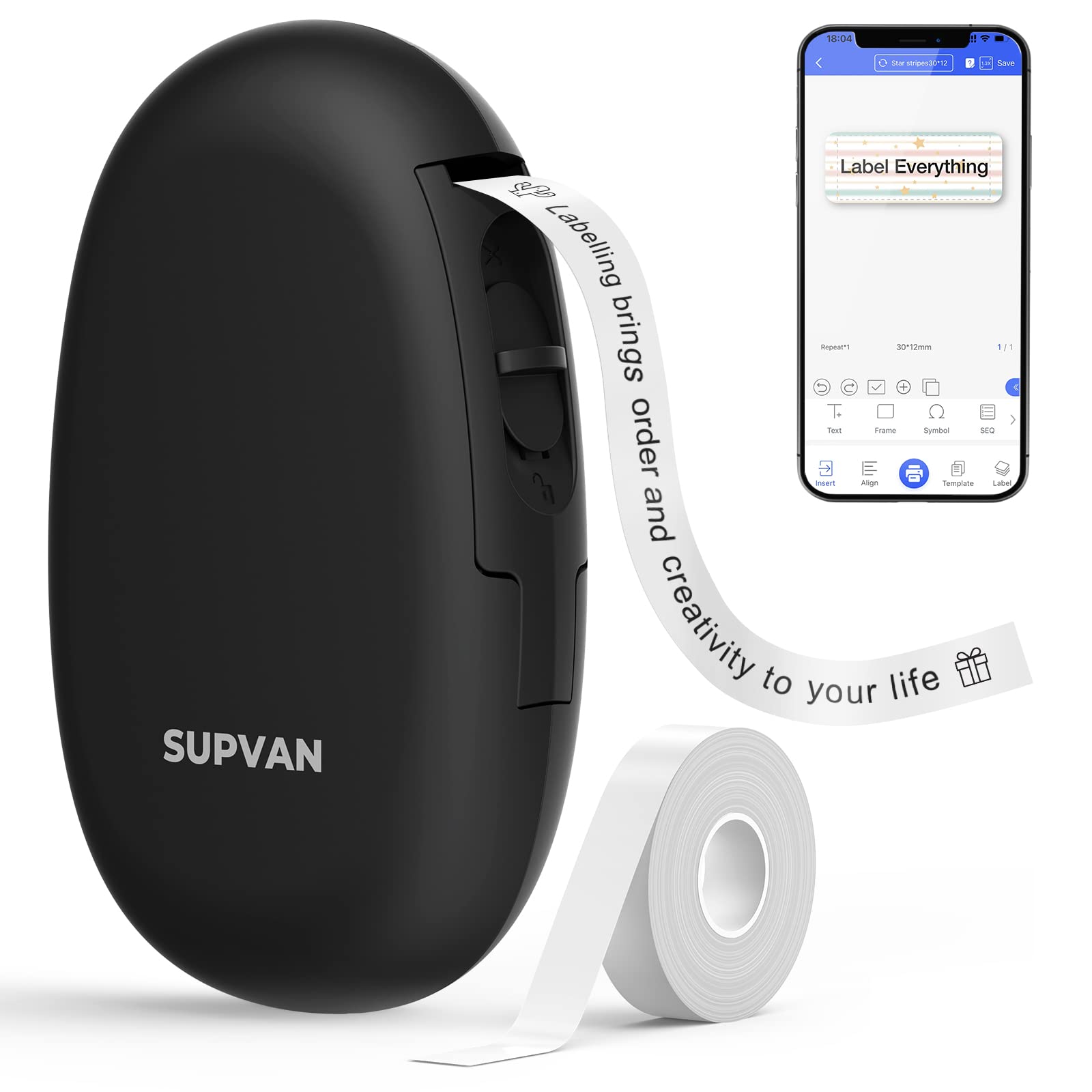 SUPVAN E10 Bluetooth Label Maker Machine with Tape, Continuous ...