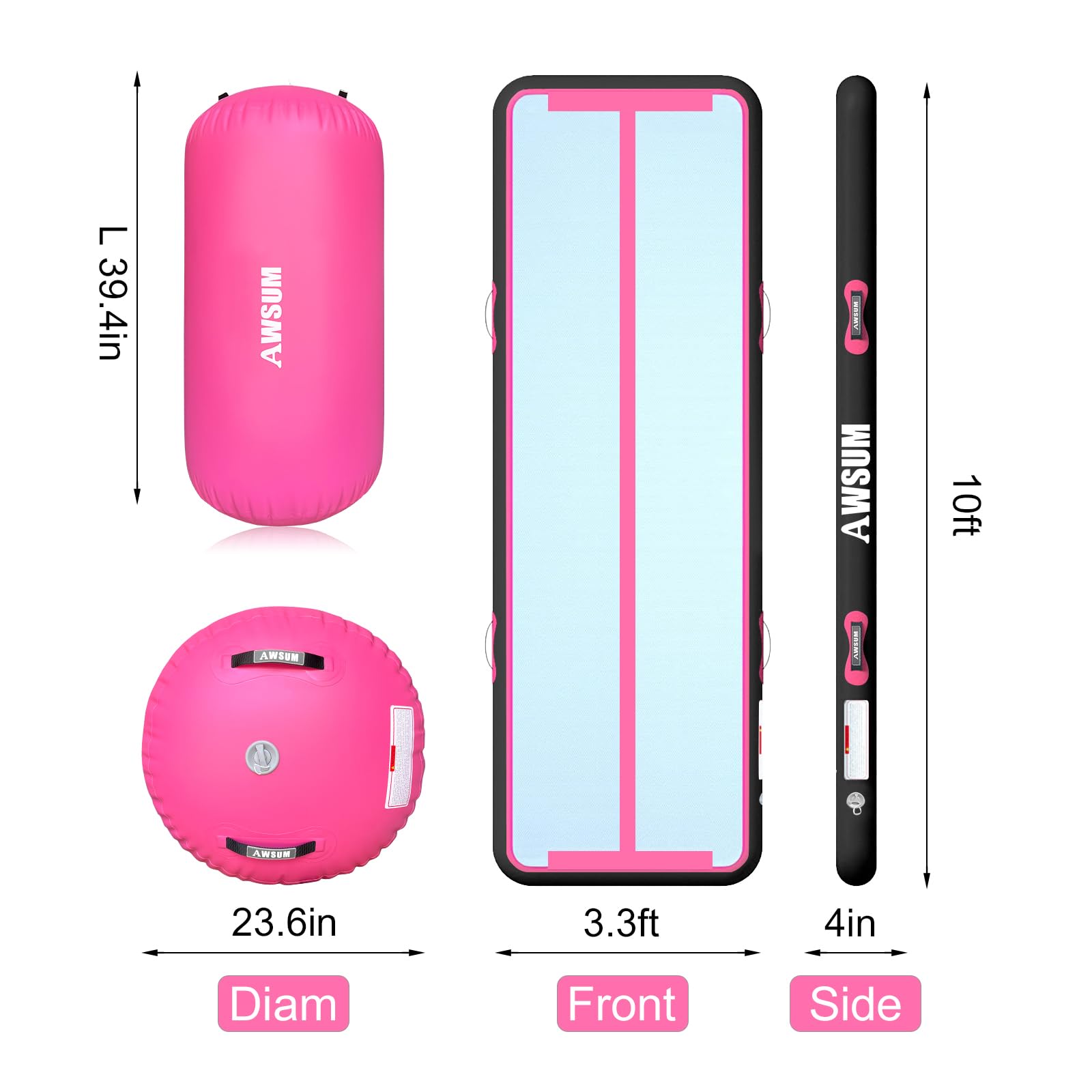 Mua AWSUM 10ft /13ft Gymnastics Mat with Air Roller Tumbling Barrel ...
