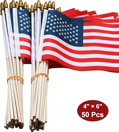 Amazon.com : Huouo Pack of 50 US Small 4x6 Inch American Flags - Mini U ...
