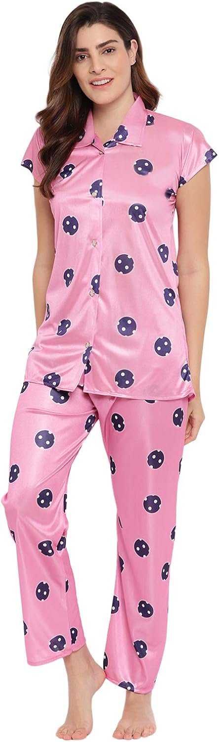 Buy Style Dunes Printed Night Suit for Women - Printed Satin Shirt and ...