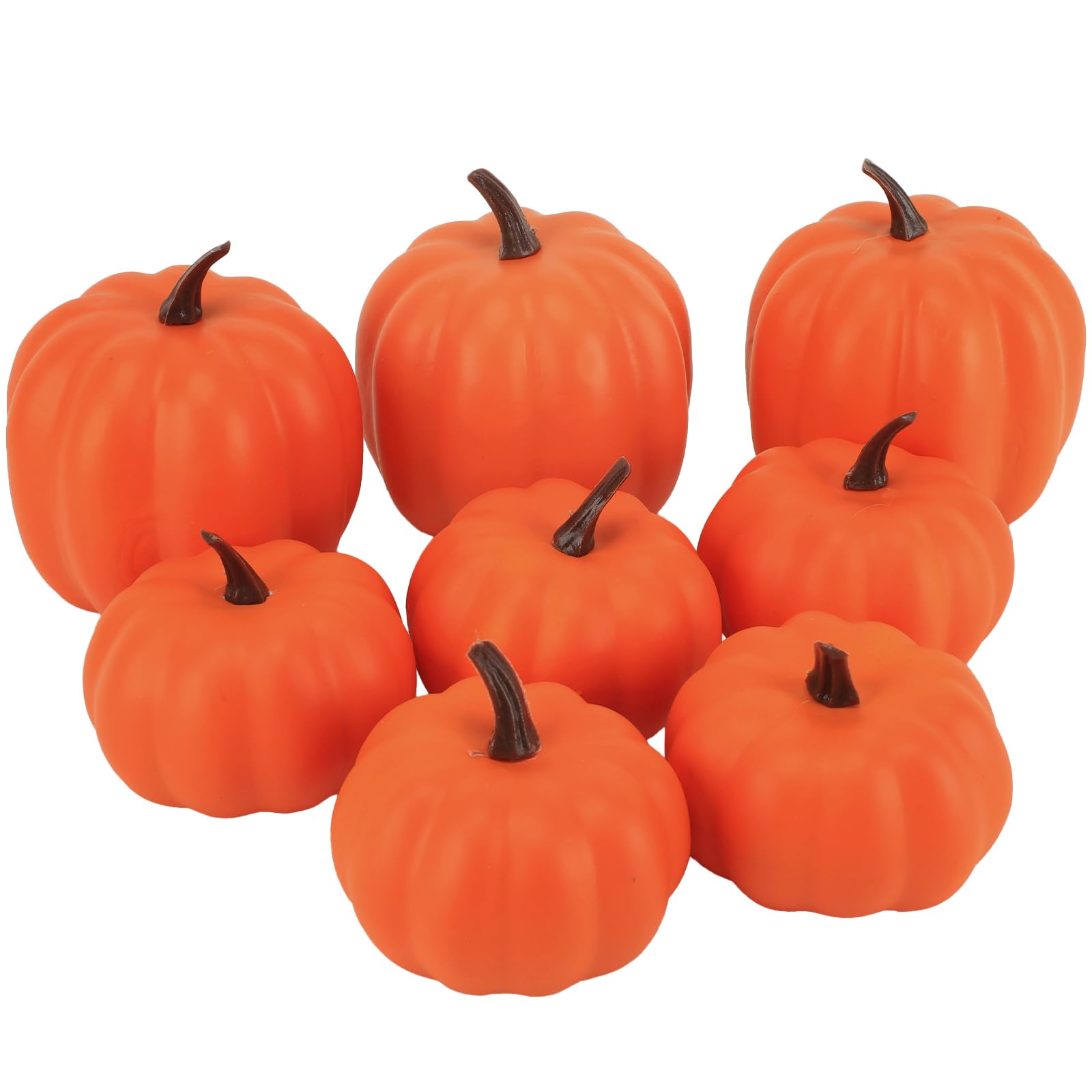 Ghrdopy Fake Pumpkins, 8 Pcs Orange Artificial Pumpkins, Plastic ...