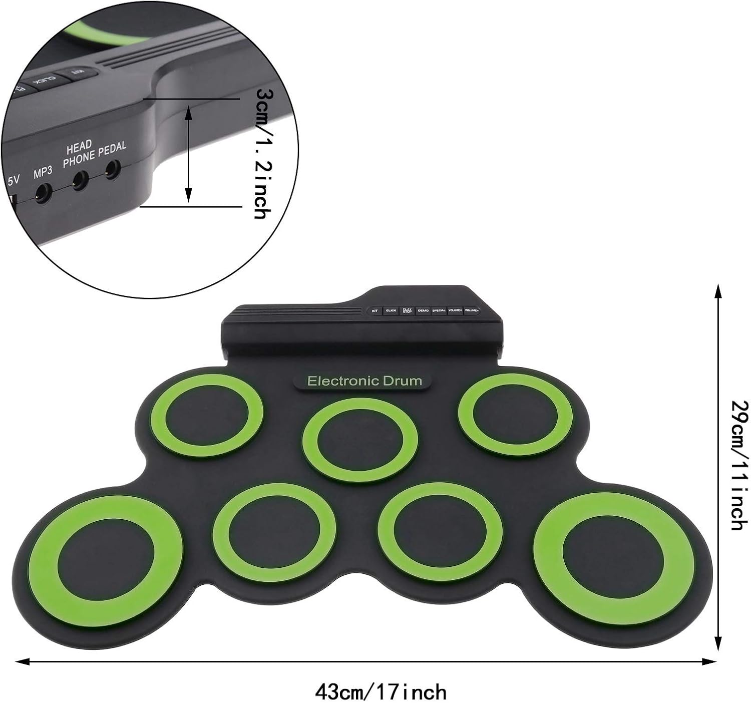 Roll up Silicon Electric Drums Digital Electronic Drum Pad Kit with ...