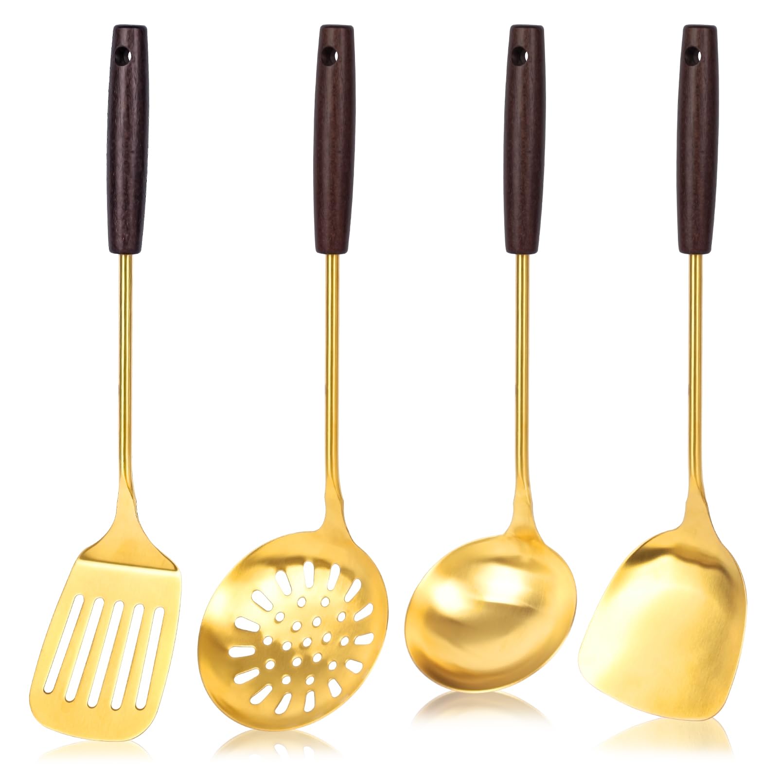 LOVEINUSA Cooking Utensils Stainless Steel, 15 Inch Wok Spatula Set ...