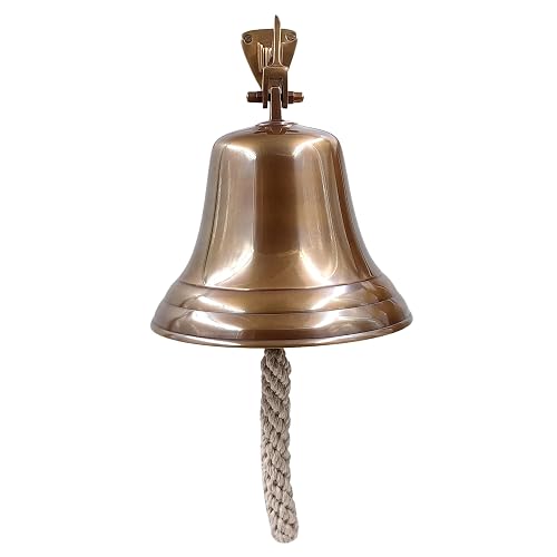 7inch Solid Brass Wall Mounted Ship Hanging Bell Antique Brass Bell for ...