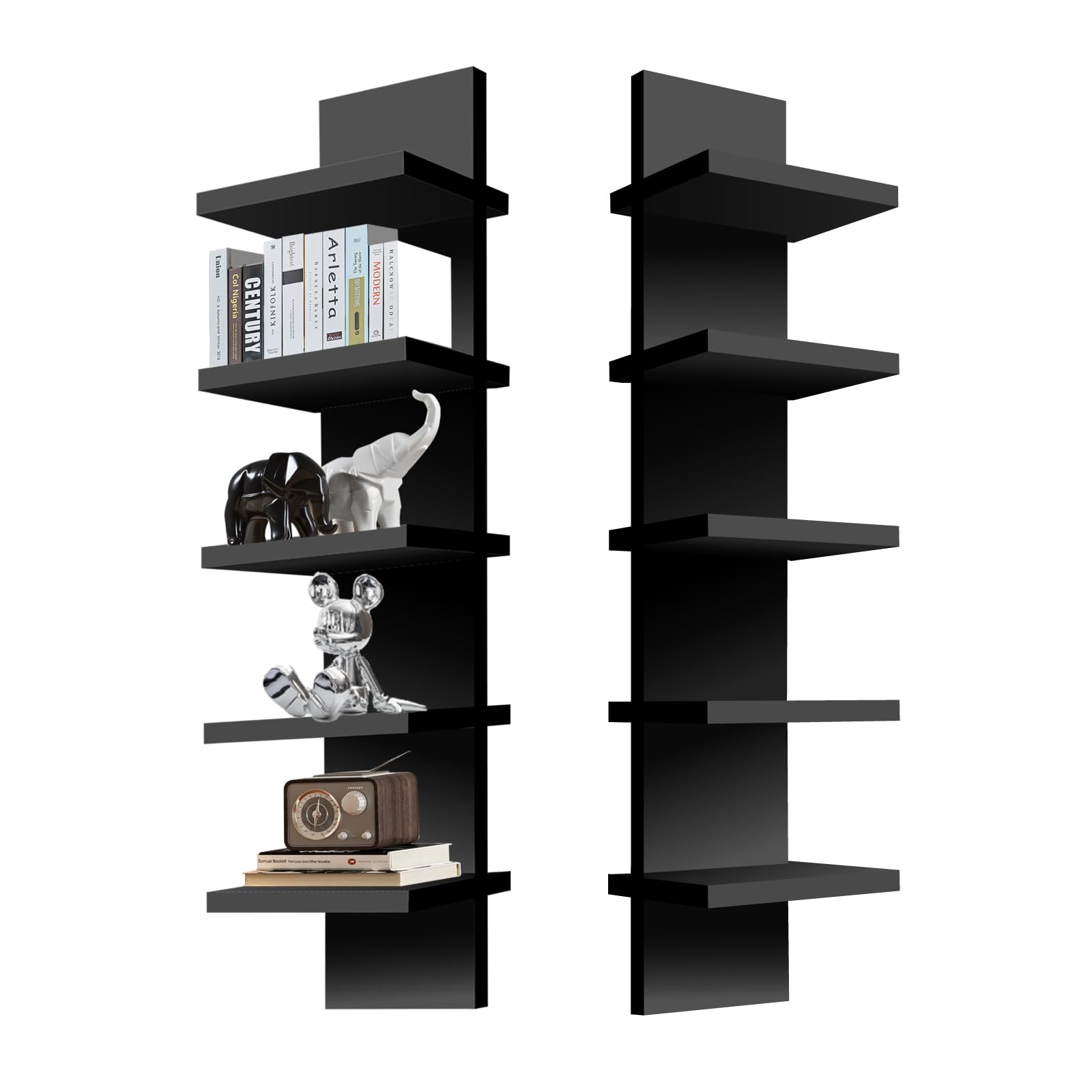 OFDMNY 5 Tier Wall Shelf Unit, Decorative Wall Mount Vertical Shelving ...