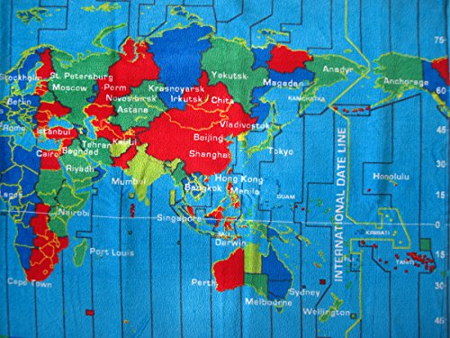 World Time Zones Caribbean Blue Color Velour Beach Towel 30x60 Inches ...