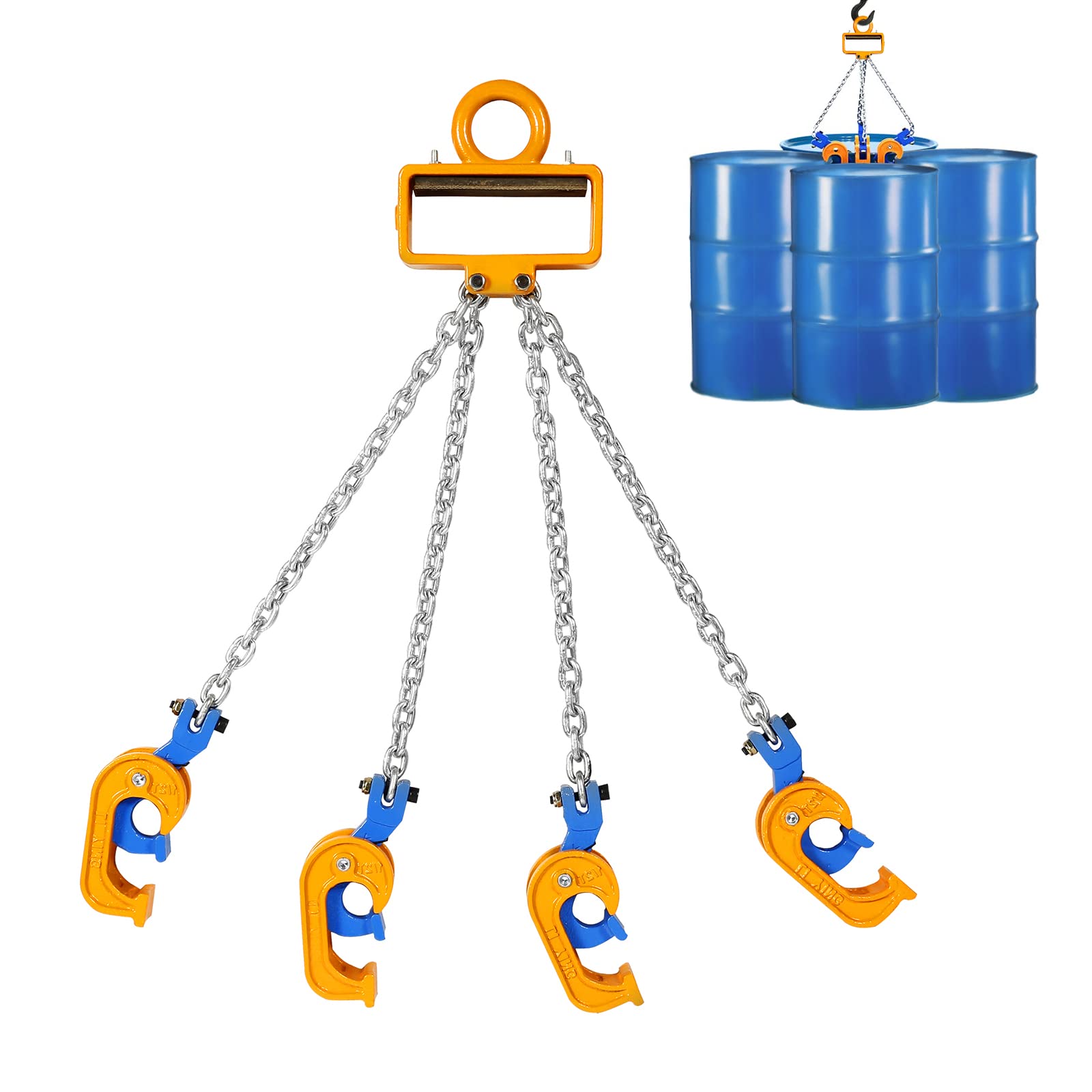 IRONWALLS Chain Drum Lifter, 2 Ton/4409LBS Capacity, 4-Leg Lifting ...