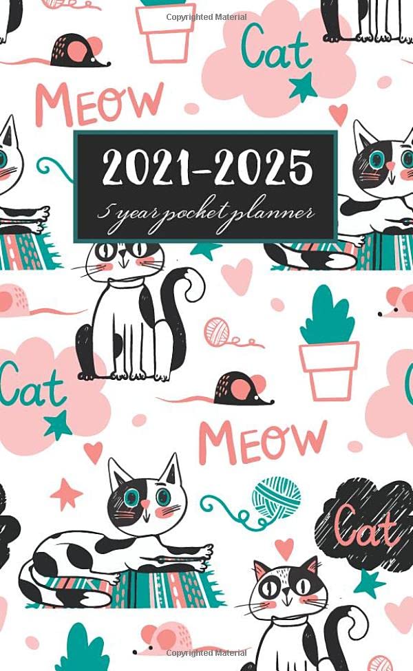 5 Year Pocket Calendar 2021-2025: Cute Cat Cover | 2021-2025 Pocket ...