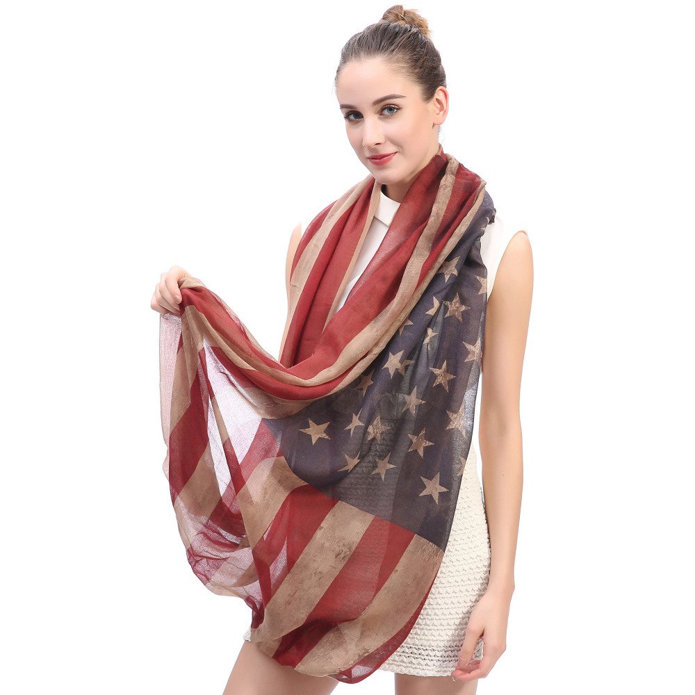 Vintage American Flag Scarf, Unisex Fashion Premium Patriotic, Infinity ...