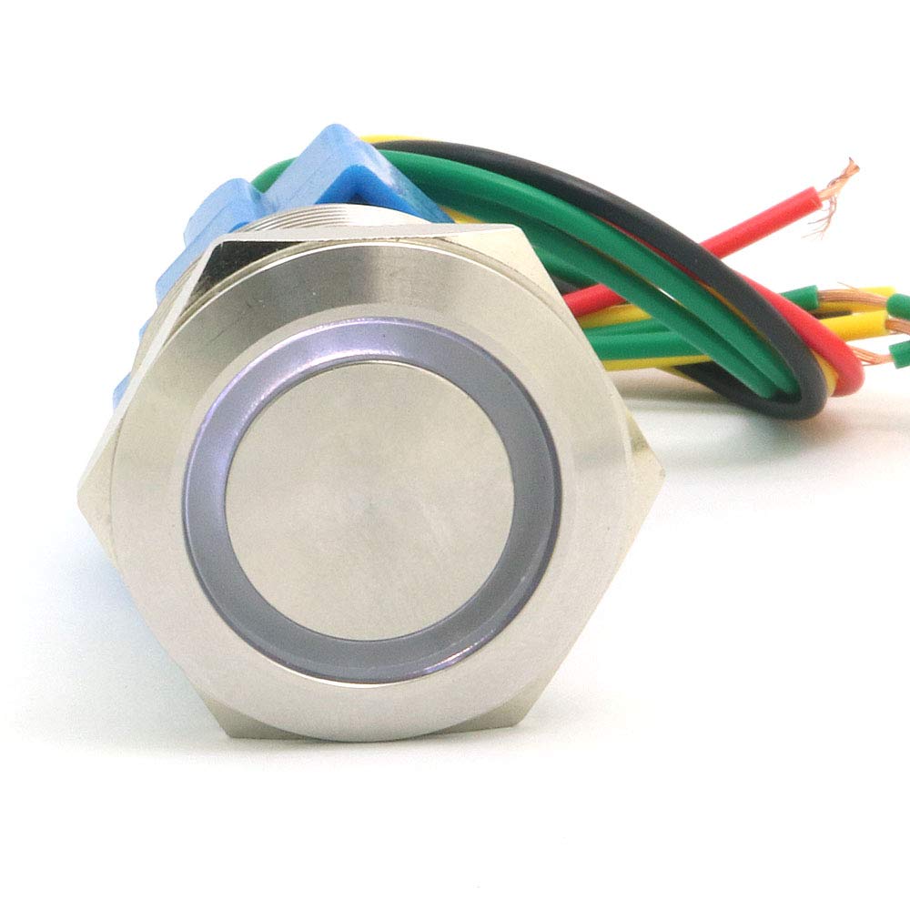 White WINGONEER 25mm Momentary Switch Push Button Switch 12V DC Angel ...