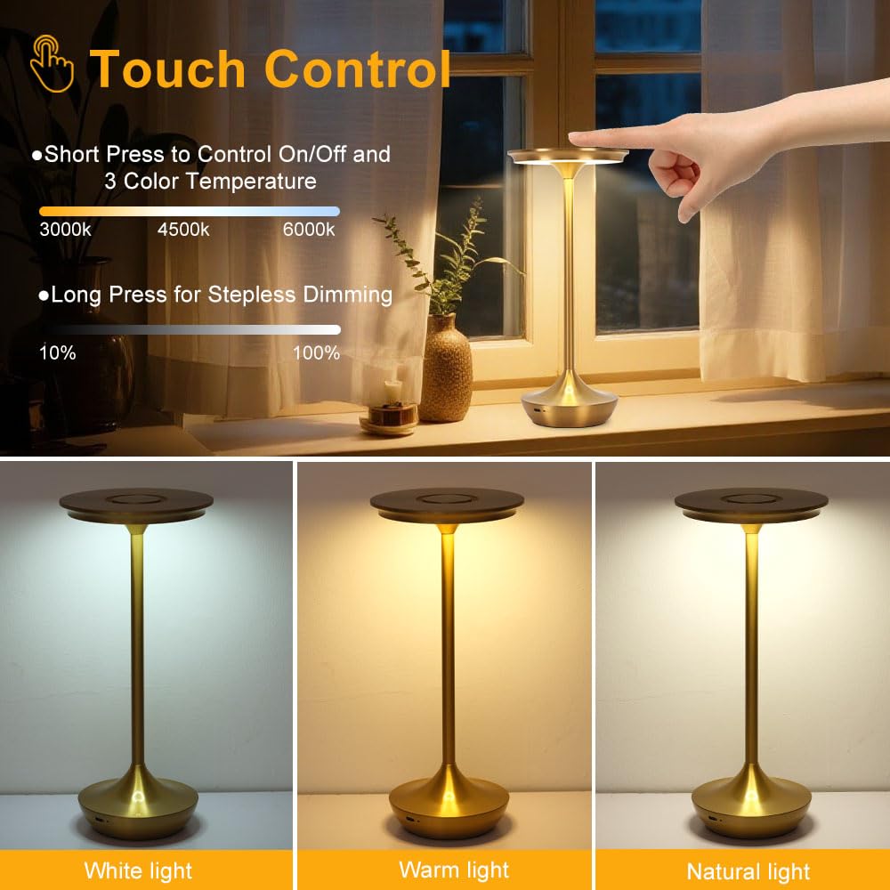 Mua 2 Pack LED Rechargeable Cordless Table Lamps,Portable Outdoor 6000 ...