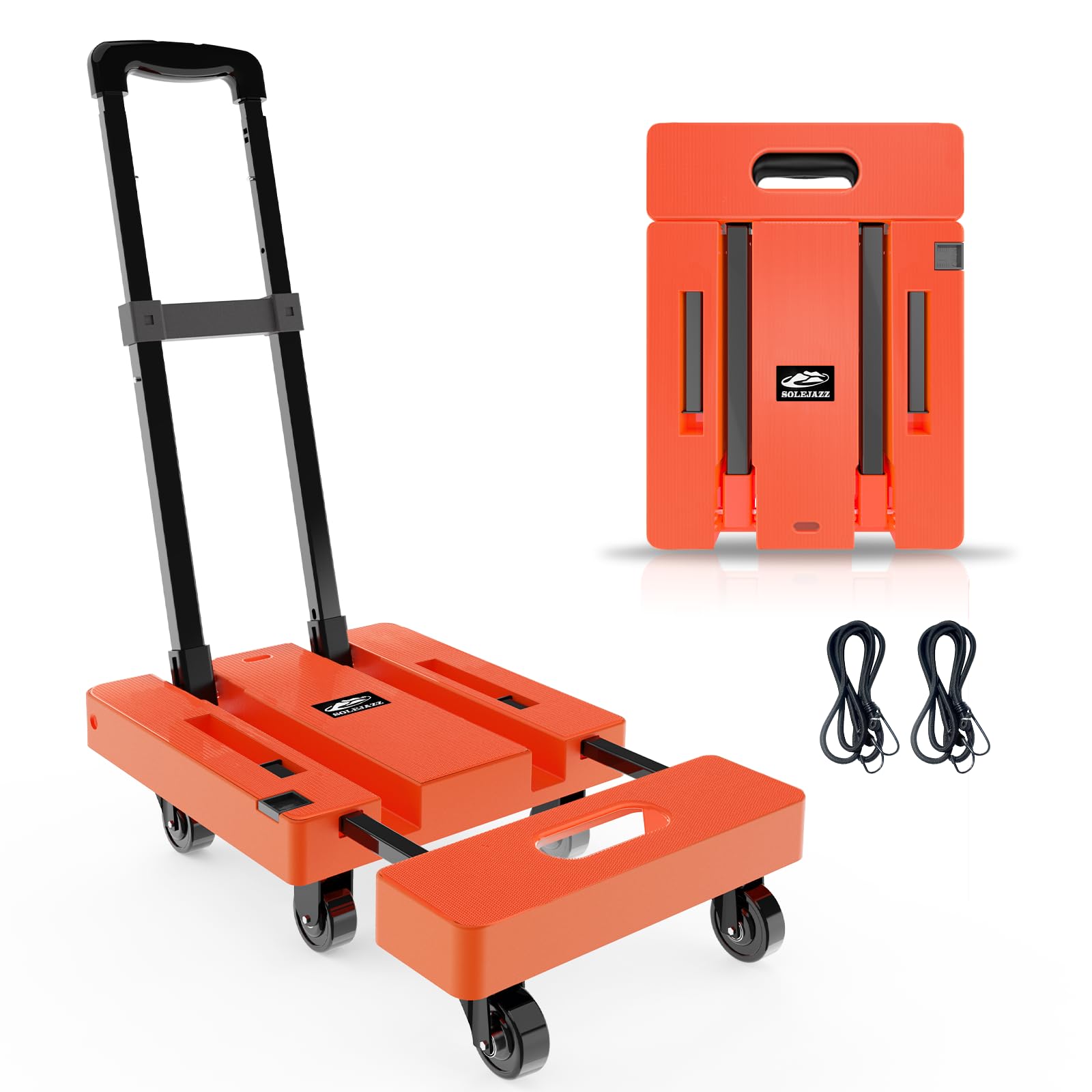 SOLEJAZZ Folding Hand Truck Portable Dolly Cart with Wheels Foldable ...