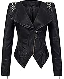 chouyatou Women's Fashion Studded Perfectly Shaping Faux Leather Biker Jacket at Amazon Women's ...