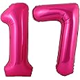Amazon.com: 40 Inch Hot Pink 17 Number Balloons Giant 17 Balloons Hot ...